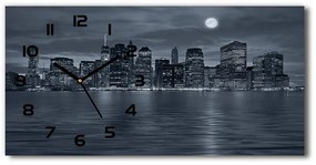 Wallmuralia Skleněné hodiny na stěnu tiché New York noc 60x30 cm