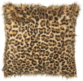 Polštář s leopardím vzorem rezavě hnědá a béžová – 45*45*14 cm