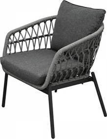 Zahradní set stůl 90x48 židle dvojkřeslo tmavě šedý antracitový ratan kov AZ-L1880 grey