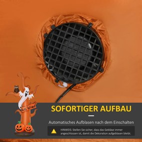 HOMCOM Samonafukovací Halloween dekorace s LED světly, včetně ventilátoru a upevňovacího materiálu, 156 cm x 107 cm x 274 cm