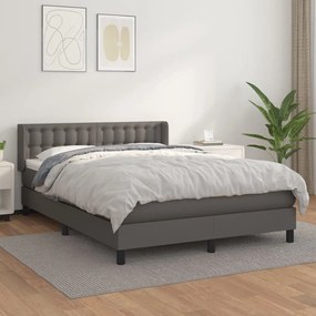 Box spring postel s matrací šedá 140x200 cm umělá kůže