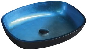 Sapho KVAORE skleněné umyvadlo na desku, 54x39,5 cm, modrá - TY224