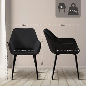 Sada 2 jídelních židlí Vessa samet – černá