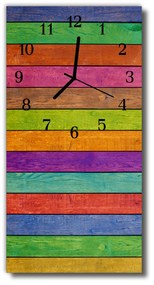 Skleněné hodiny vertikální Umělecký barevný dřevěný pás