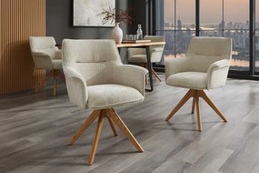 Luxusní jídelní židle Nancy dubové dřevo béžová žinylka
