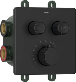 Sapho Smart Select - Termostatická sprchová baterie pod omítku, pro 2 spotřebiče, s tělesem, matná černá RP042B