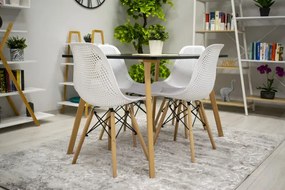 Set tří jídelních židlí MARO bílé (hnědé nohy) (3ks)