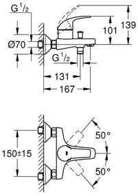 Grohe Start Curve Páková vanová baterie chrom 23768000