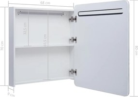LED koupelnová skříňka se zrcadlem 68 x 9 x 80 cm 285119