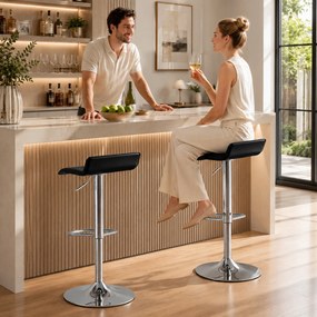 HOMCOM otočné barové židle, sada 2 ks, 62–83 cm, černé