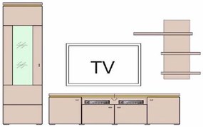 Obývací stěna Bolus, dub artisan, s osvětlením