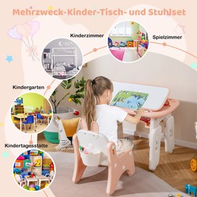 Costway Dětský set stolku a židličky Umělý a židlička pro batolata s odklápěcí