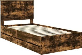 Rám postele s čelo Kouřový dub 100 x 200 cm Inženýrské dřevo 3411149