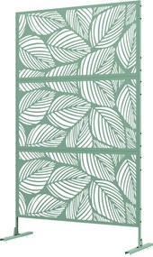 Outsunny Zahradní Dělící Příčka s 3-Dílným Velkým Listovým Vzorem a Ocelovým Rámem - Zastřešovací Panel pro Terasu 122x45x198 cm Zelená | Aosom