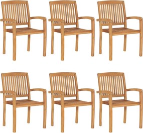 Stohovatelné zahradní židle s poduškami 6 ks masivní teak 3073226