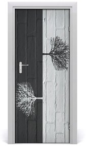 Samolepící fototapeta na dveře Stromy na zdi 75x205 cm