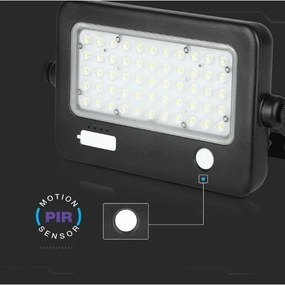 LED Stmívatelný solární reflektor se senzorem LED/10W/3,7V 4000K IP65 + USB port