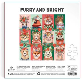 Galison Puzzle Vánoční chlupáči 500 dílků
