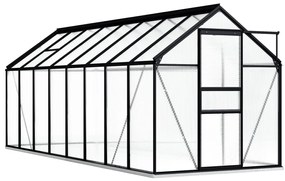 vidaXL Skleník s podkladovým rámem antracitový hliník 9,31 m²