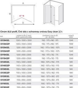 Mereo Mereo, Novea zalamovací sprchový kout, obdélník, pravé dveře a pevný díl, chrom ALU, sklo Čiré, CK12853ZP