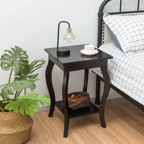 Costway Sada 2 kusů s elegantními odkládacími stolky se zakřivenými nohami a 2