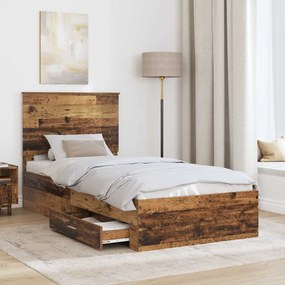 Rám postele s čelo Staré dřevo 90 x 190 cm Kompozitní dřevo 3411366