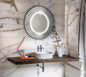 Sapho Sapho, PRIDE kulaté zrcadlo s LED osvětlením v rámu, průměr 90cm, stříbrná, PD952