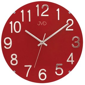 JVD Skleněné červené nástěnné hodiny JVD HT98.4