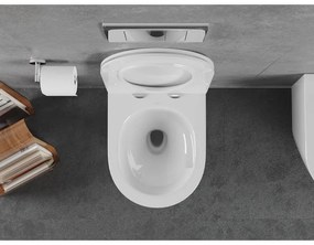 Mexen Lena, závěsná WC mísa 490x360x340 mm, Rimless Tornádo + toaletní WC sedátko z duroplastu, bílá lesklá, 30220500T