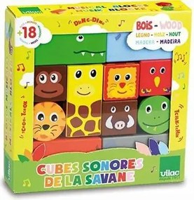 Vilac Dřevěné zvukové kostky Savana / od 18 měsíců