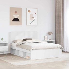 Rám postele s čelo Bílá 140 x 190 cm Masivní borové dřevo 3412488
