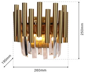 Nástěnné svítidlo Madison, 1x křišťálové/zlaté kovové stínítko