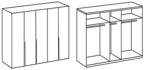 Šatní skříň New York D, 225 cm, bílá/bílý lesk