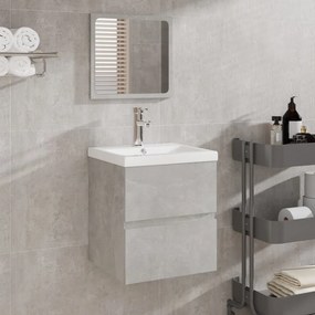 Koupelnová skříňka s umyvadlem a zrcadlem betonově šedá 3114174