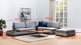 Hanah Home Rohová pohovka TULIP tmavě šedá pravý roh s pufem 560ARE1162