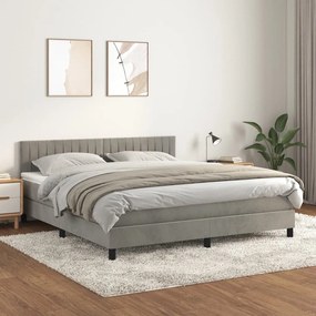Box spring postel s matrací světle šedá 160x200 cm samet,  3141431