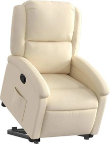 Zvedací polohovací křeslo krémové textil 3204173