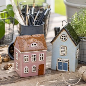 Ib Laursen Keramický svícen Nyhavn Arched Dormer Window, červená barva, růžová barva, keramika
