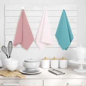 Sada kuchyňských ručníků Letty Plain - 9 ks růžová/tyrkysová