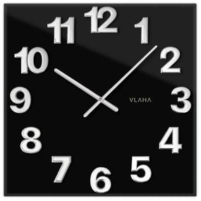 VLAHA GLASSICO Skleněné černé hodiny vyrobené v Čechách VCT1100