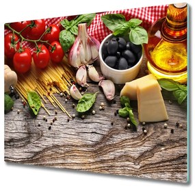 Skleněná krájecí deska Italské jídlo 60x52 cm