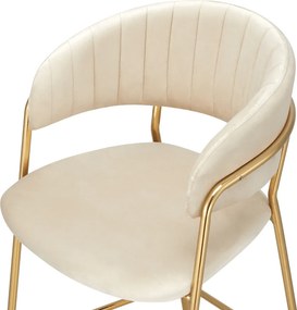 Designová barová židle, béžová Velvet látka/gold chrom zlatý, DASMIN TYP 2