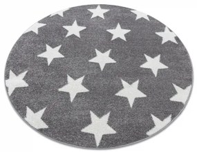 Kulatý koberec SKETCH - FA68 Hvězdy šedý bílý Rozměr: průměr 140 cm