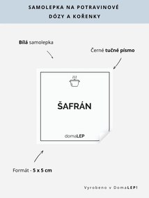 Samolepka na kořenky ŠAFRÁN bílá 5 × 5 cm tučné písmo