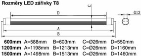 LEDsviti LED zářivka 120cm 20W mléčný kryt studená bílá (1178)