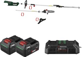 Parkside® Aku zahradní kombinované nářadí 4 v 1 Pgkga 40-Li A1, 2x Smart 8 Ah