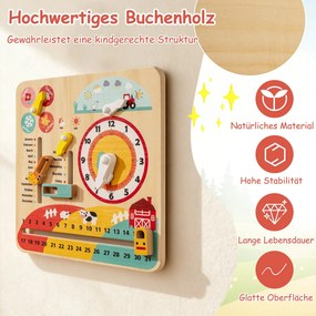 Costway Montessori dřevěné hračky pro batolata Výukové hodiny Denní dětský