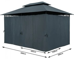 Zahradní altán 4x3m SH04AN antracit Dekorhome