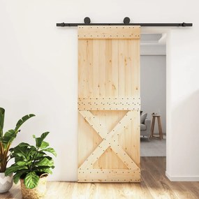 Posuvné dveře s kováním 85 x 210 cm masivní borové dřevo,  3203056