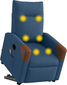 Elektrické zvedací masážní polohovací křeslo modré textil 3324036